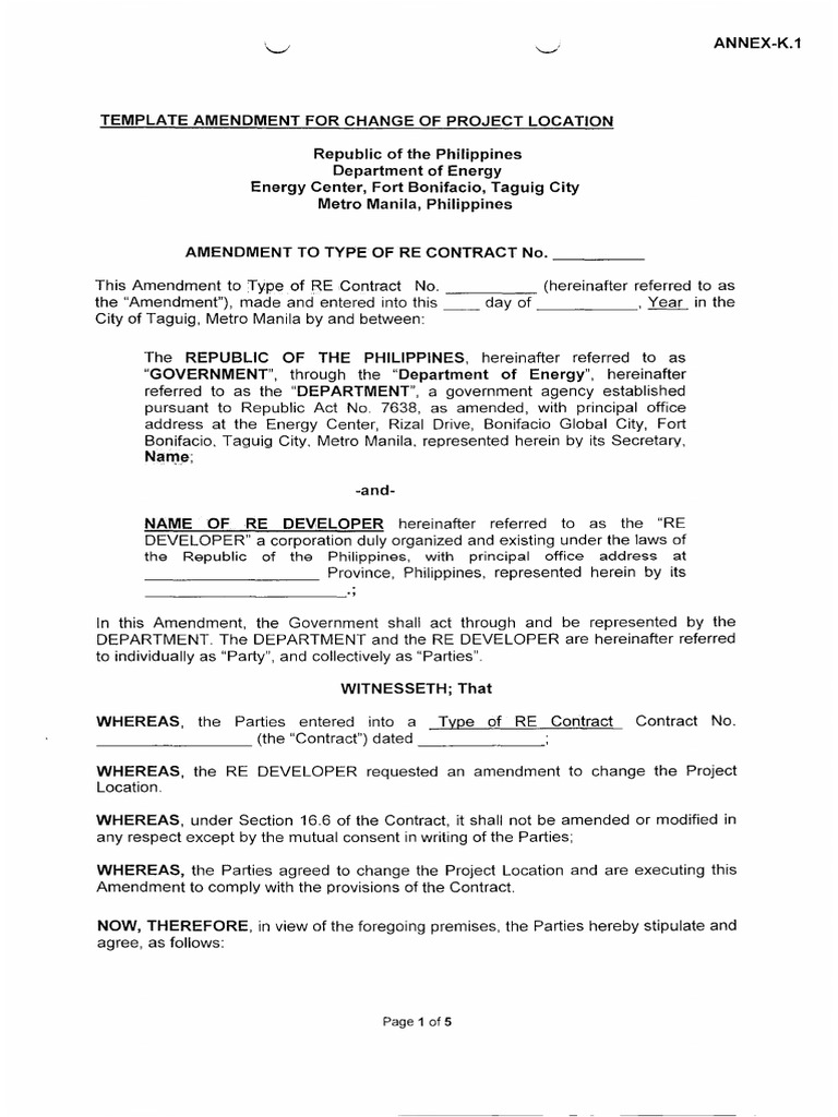 Amendment For Change of Project Location | PDF