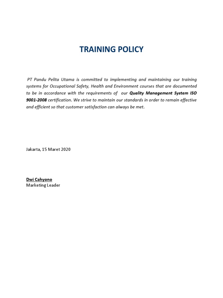 Training Policy | PDF