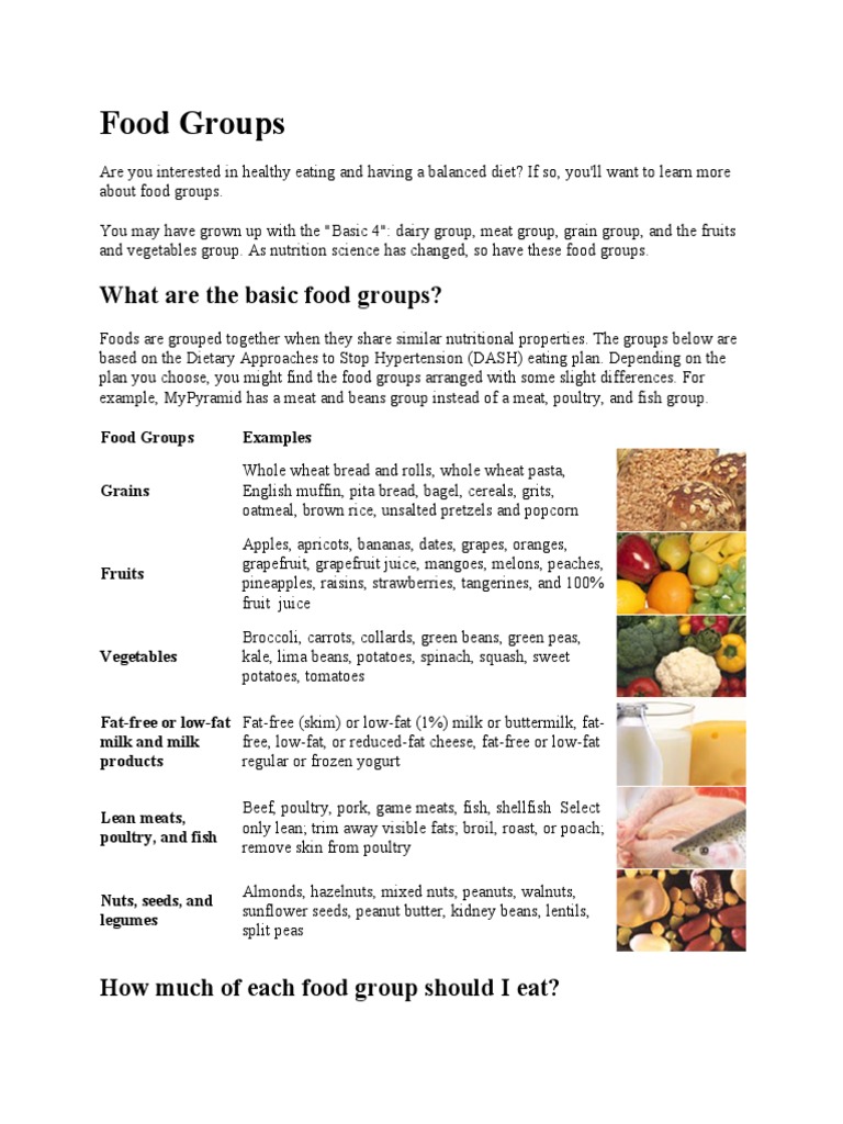 Understanding Basic Food Groups | PDF | Healthy Diet | Foods