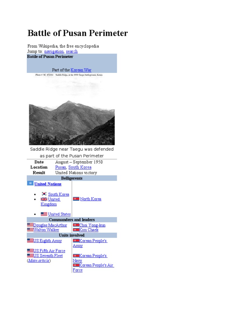 Battle of Pusan Perimeter | PDF | Korean War | Military Operations Of ...