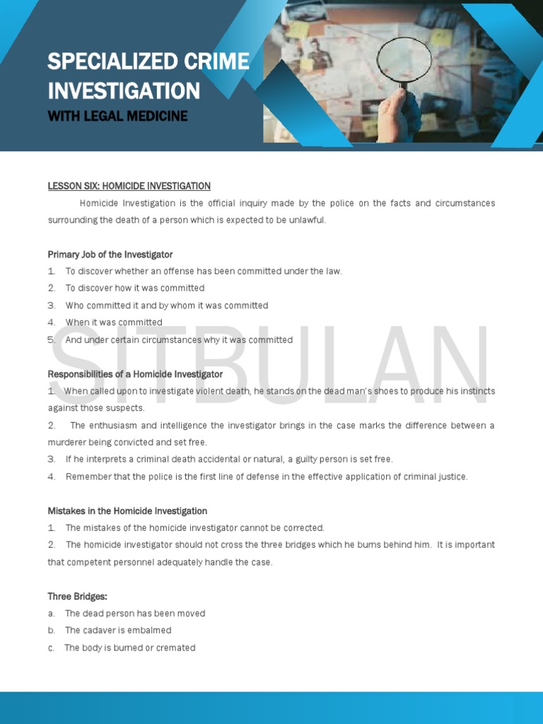 Specialized Crime Investigation: With Legal Medicine | PDF | Murder ...