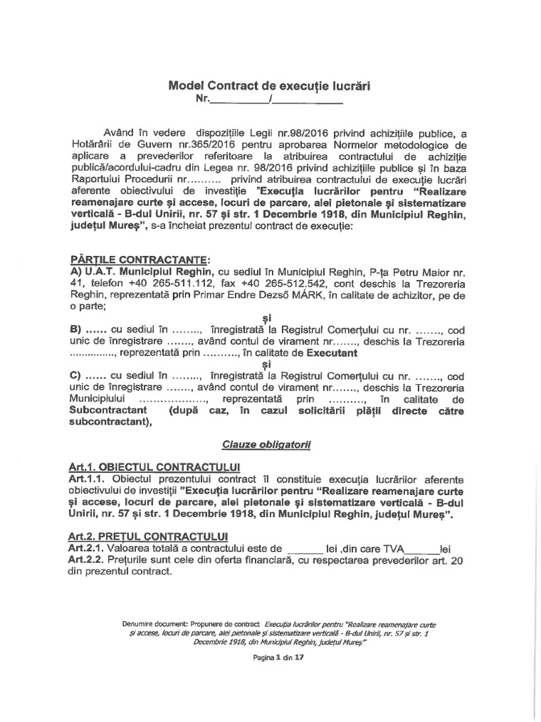 2022 - Model Contract Executie Lucrari | PDF