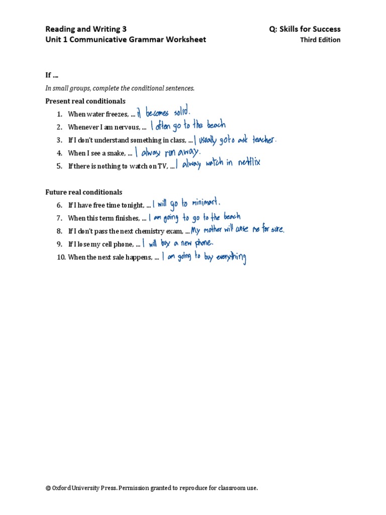 Q3e RW3 U01 GrammarWorksheet | PDF
