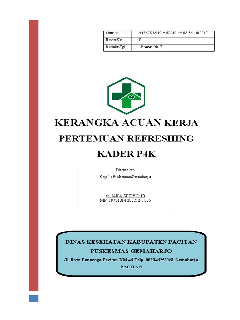 KAK PERTEMUAN Refresing Kader p4k | PDF