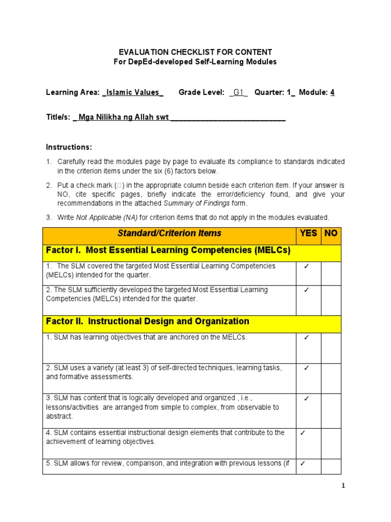 1.-Evaluation-Tool-for-Content-with-Summary-of-Findings G1 M4 | PDF ...