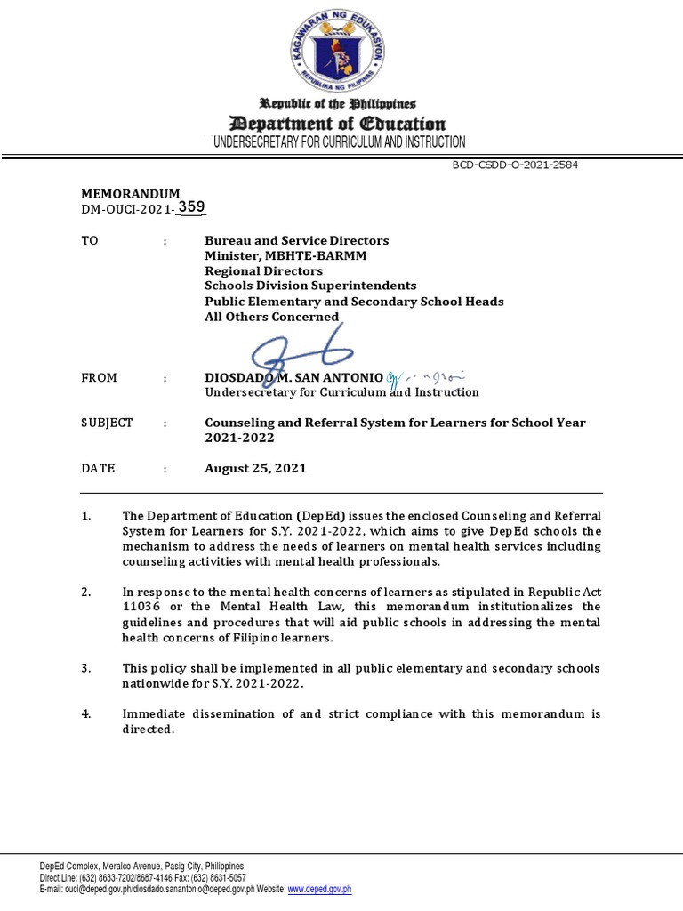 DepEd's Counseling and Referral System | PDF | School Counselor ...