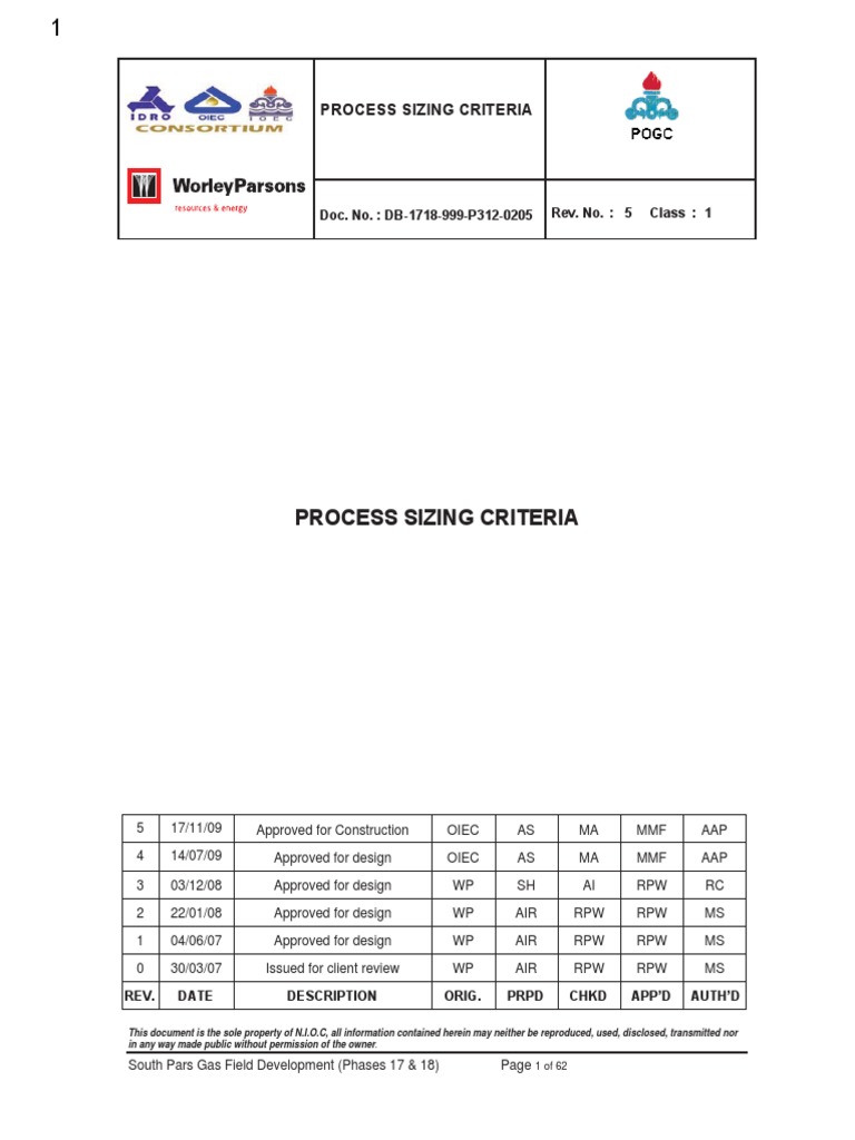 Process Sizing Criteria | PDF | Pump | Pressure