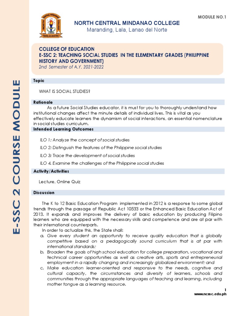 E-Ssc 2 Modules | PDF | Curriculum | Social Sciences