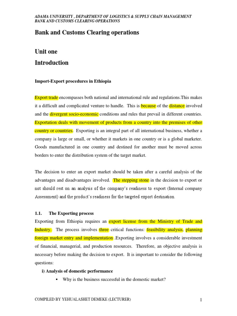 Bank and Customs C..Lecture | PDF