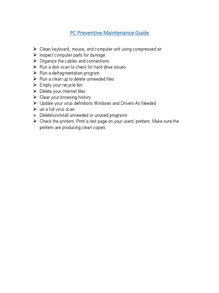 PC Preventive Maintenance Guide | PDF
