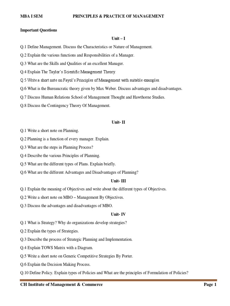Important Questions PPM (Core) | PDF | Strategic Management | Cognition