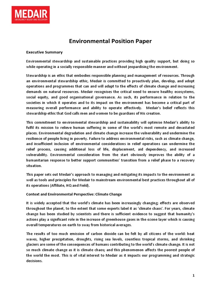 Medair's Environmental Stewardship Policy | PDF | Sustainability ...