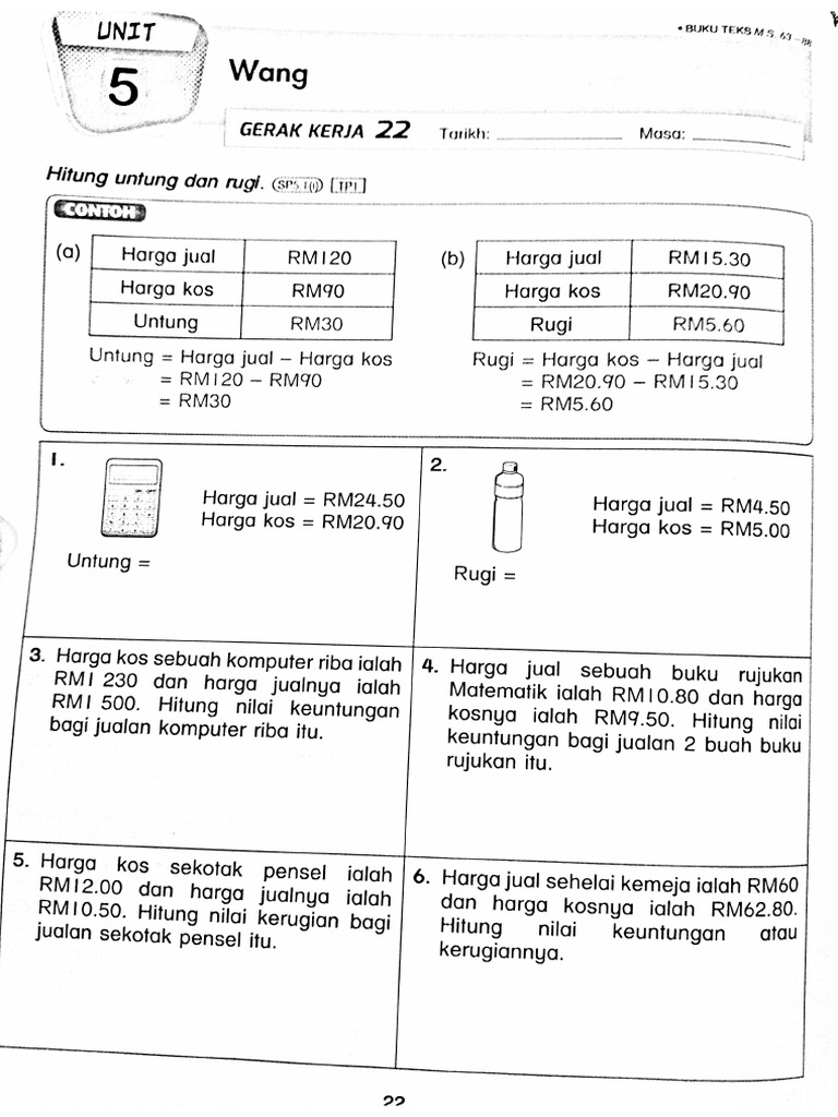 Latihan Topik Wang Matematik Darjah 6 | PDF