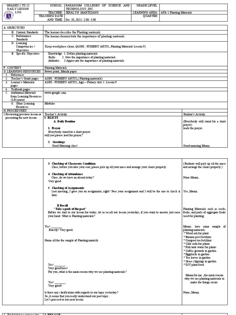 Jeralyn Lesson Plan | PDF | Teachers | Cognition