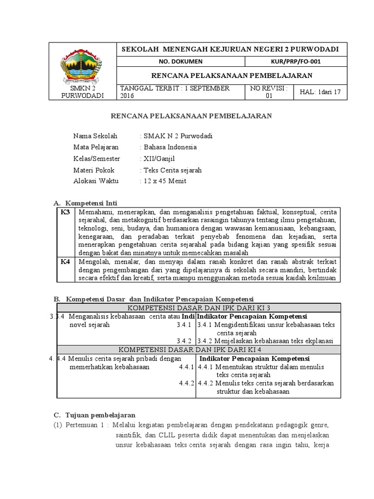 RPP Teks CRT Sej 3.4 Dan 4.4 Ok | PDF