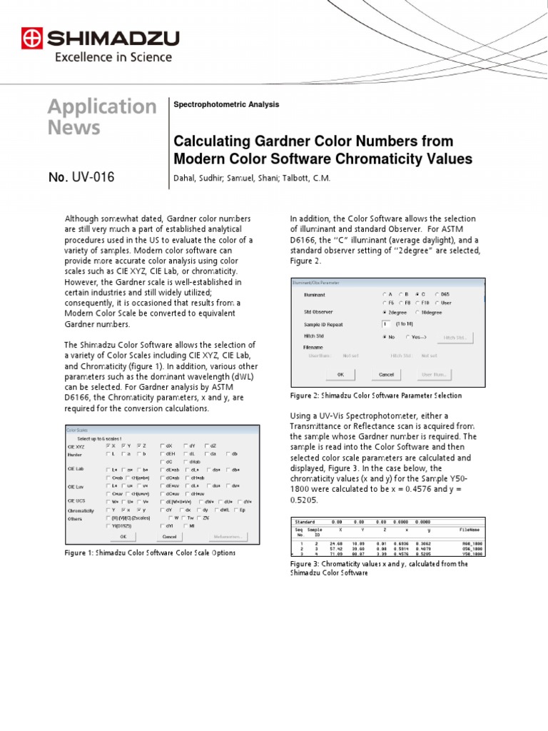 Calculating Gardner Color Number Shimadzu | PDF | Spectrophotometry ...