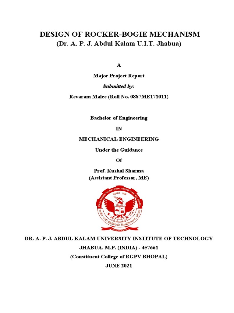 Design of Rocker-Bogie Mechanism (Major 2) | PDF | Land Vehicles | Vehicles