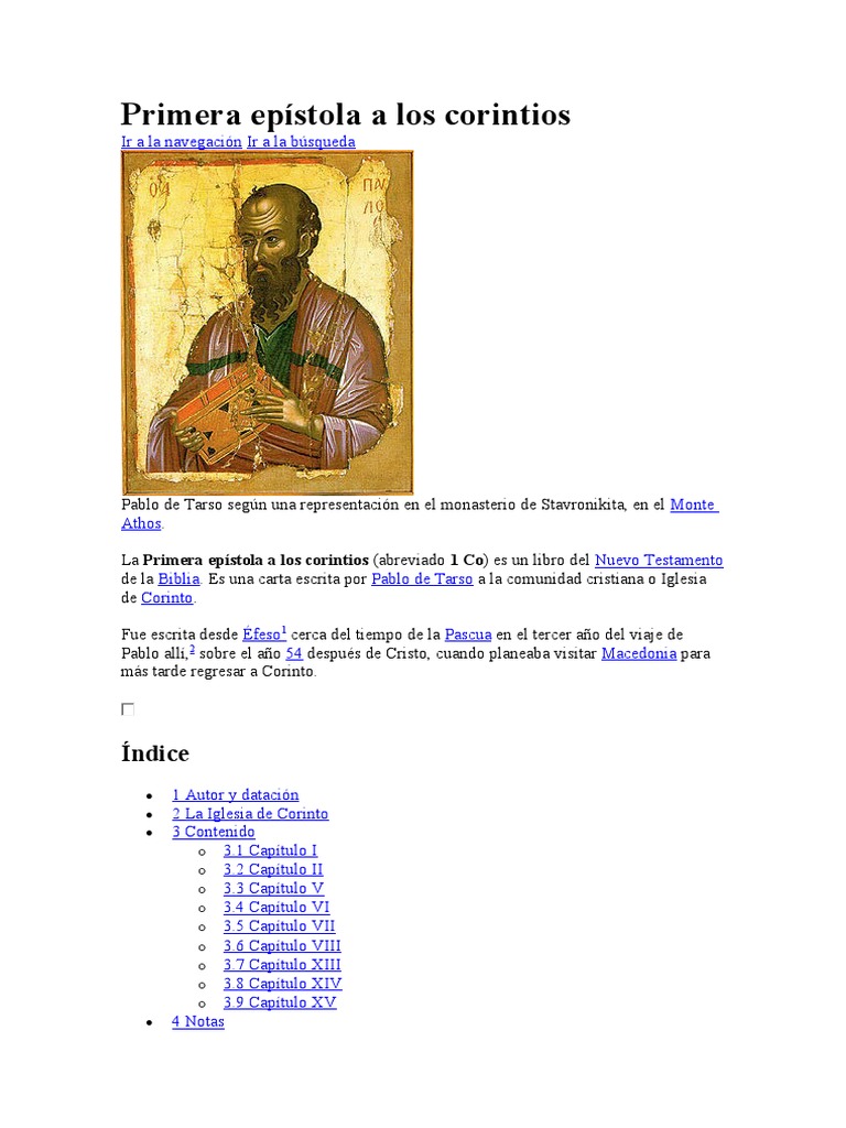 Primera Epístola A Los Corintios | PDF | Primera epístola a los corintios | Religiones abrahámicas