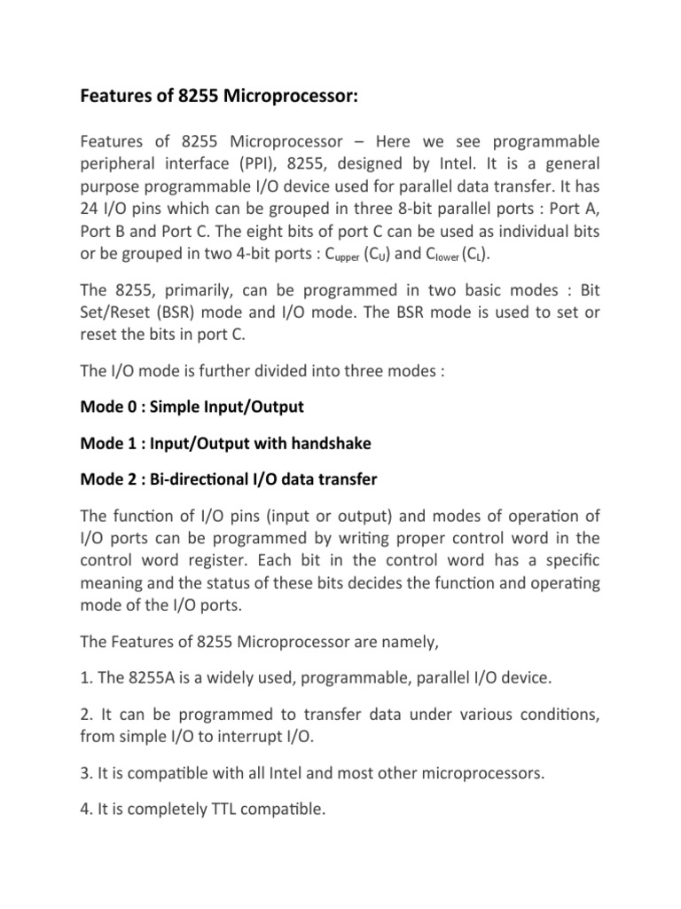 8255 and Interfacing With 8086 | PDF | Input/Output | Digital Technology 8255 and Interfacing With 8086 | PDF | Input/Output | Digital Technology