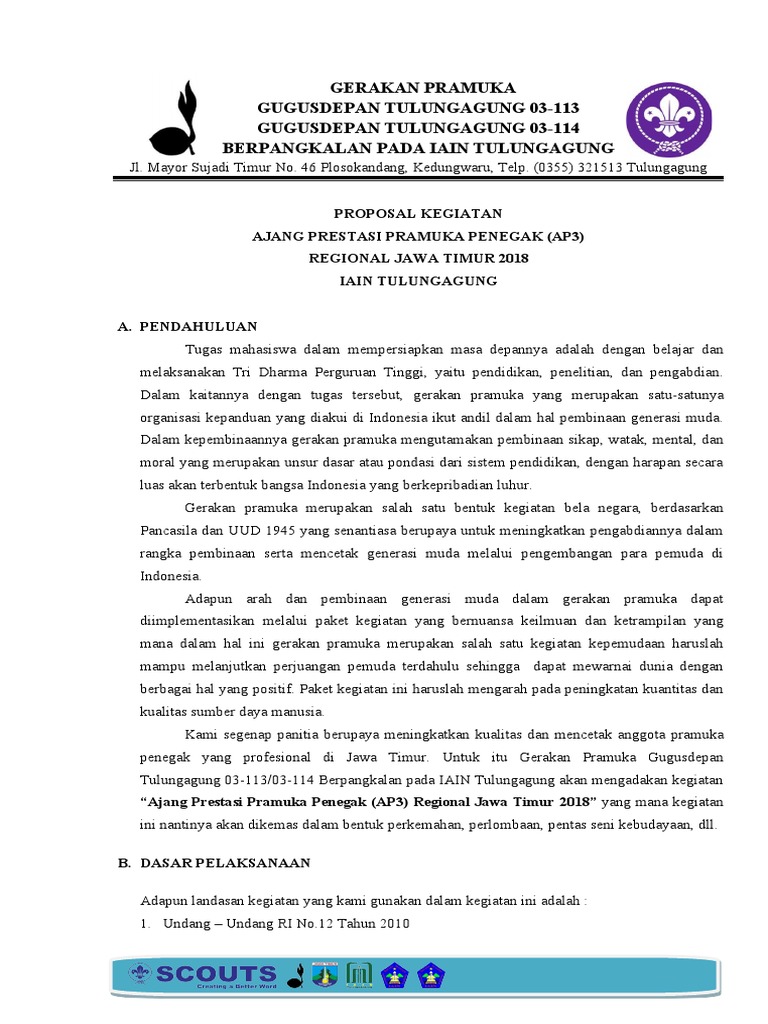 Contoh Proposal Pramuka (PROPOSAL SPONSOR 2018 FIXXX) | PDF
