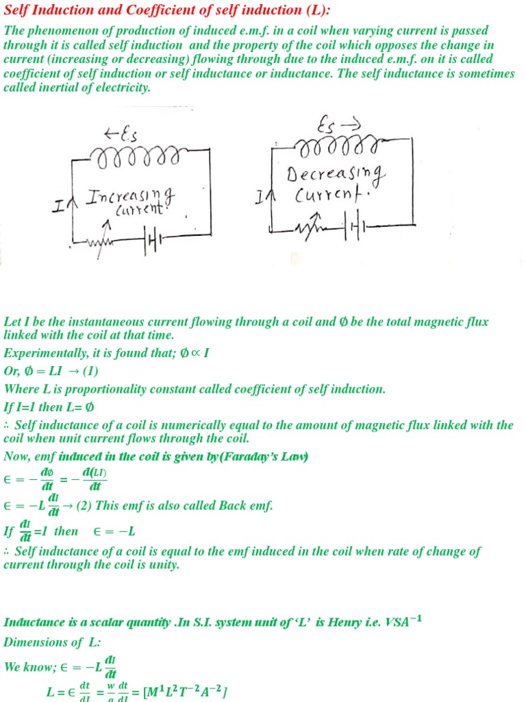 Self - InductIon | PDF | Inductance | Electromagnetic Induction