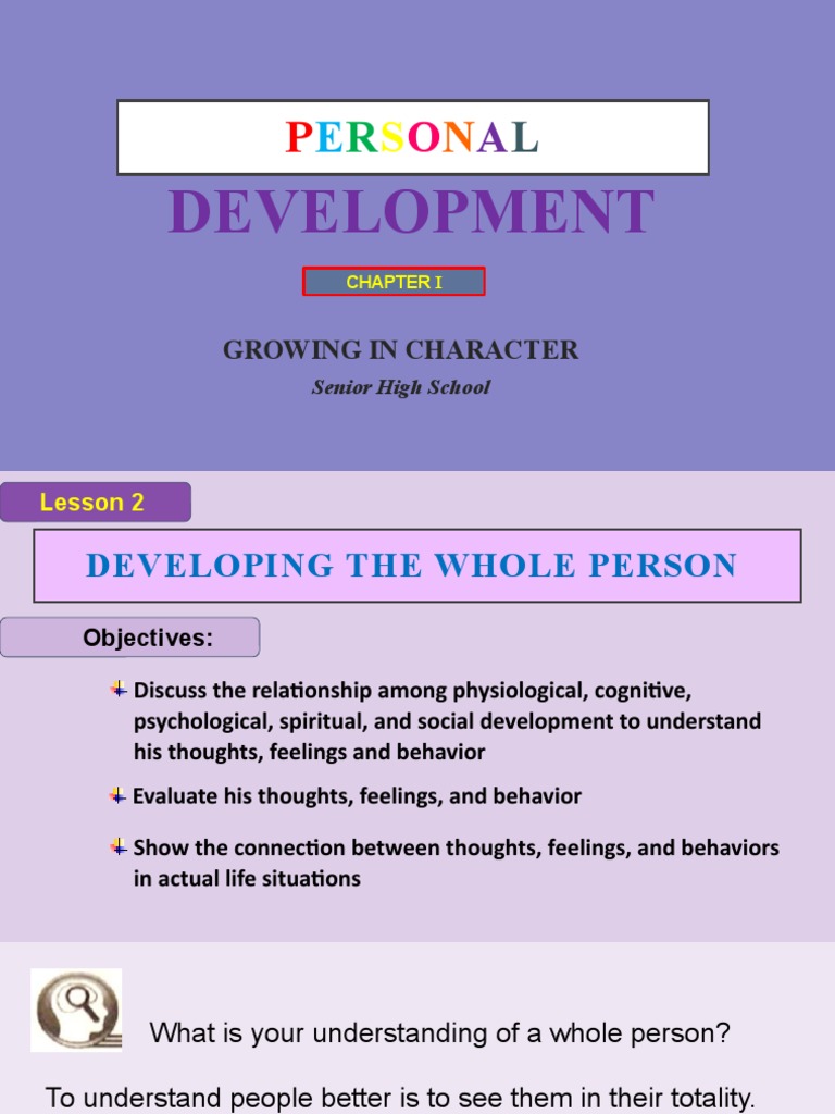 g12 - Perdev Chapter 1 - Lesson 2 - Developing The Whole Person | PDF