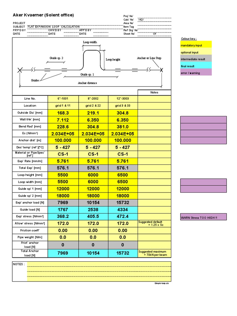 Load Calculation Sheet at Expansion Loops | PDF | Applied And ...