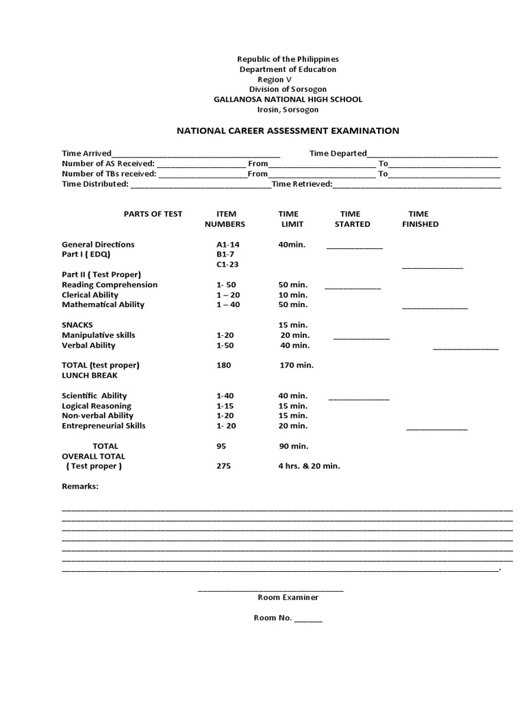 National Career Assessment Examination | PDF | Mental Processes ...