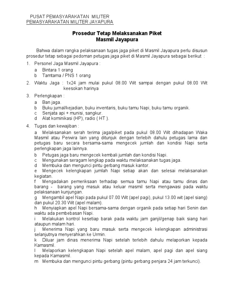 Protap Jaga Masmil Dan Planton | PDF | Sains & Matematika
