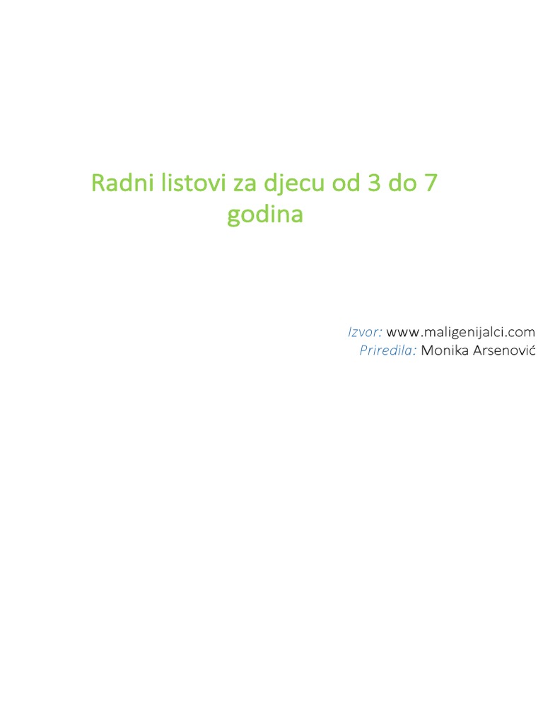 Radni Listovi Za Djecu | PDF