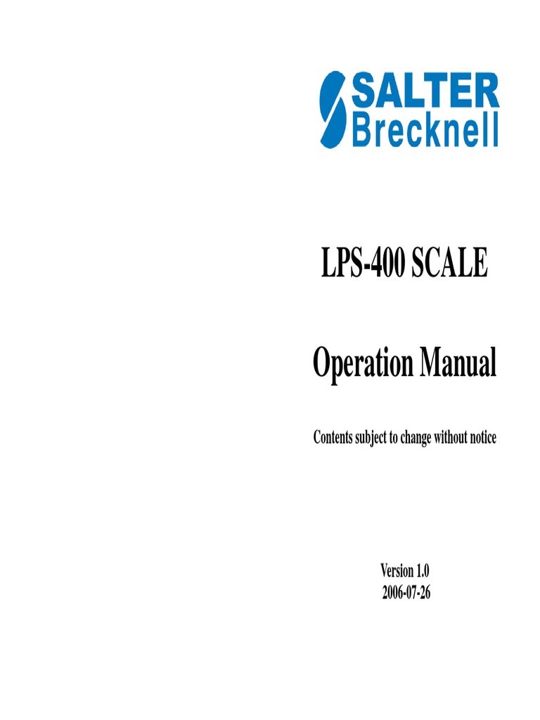 LPS-400 Scale Operation Guide | PDF | Analog To Digital Converter ...