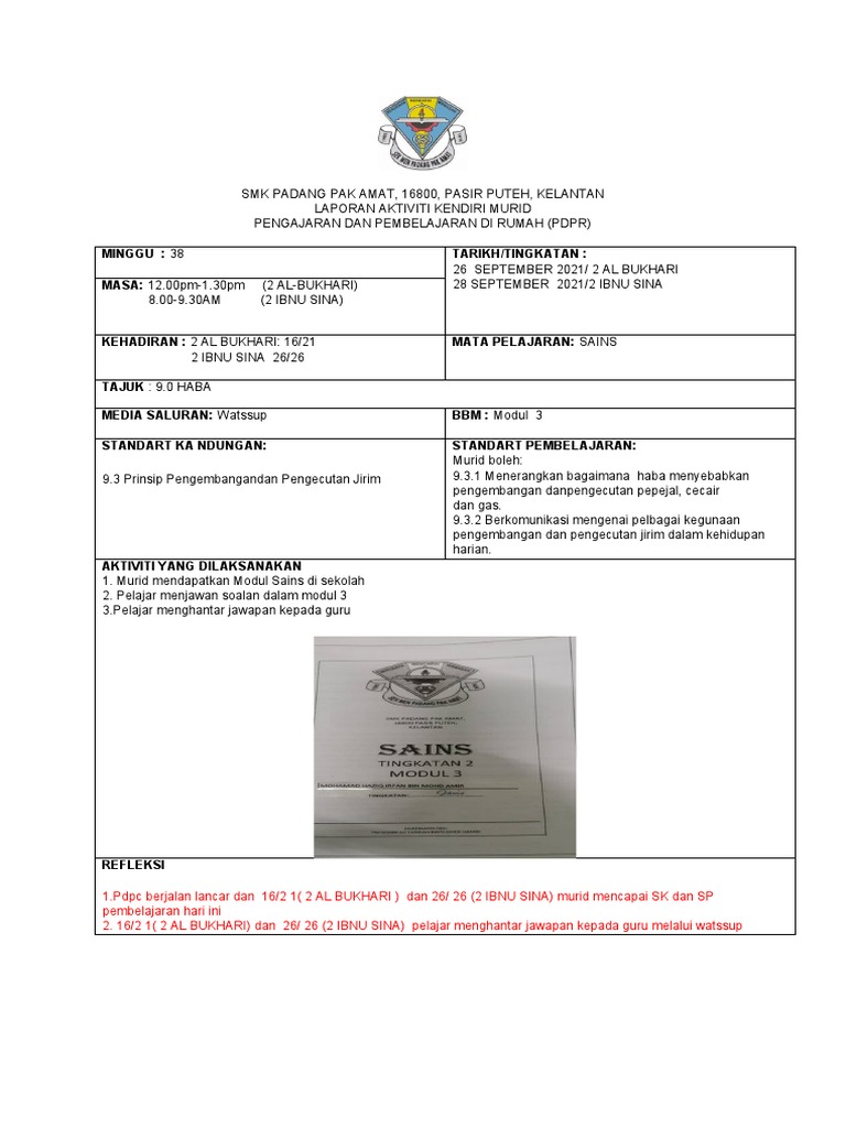 RPH MINGGU 38 Tahun 2021 | PDF