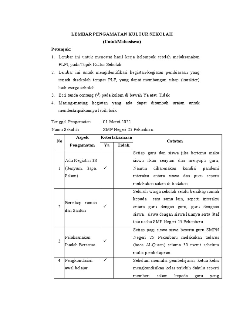 Lembar Pengamatan | PDF
