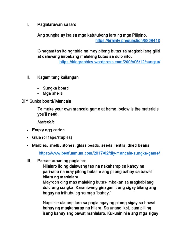 Paglalarawan Sa Laro | PDF