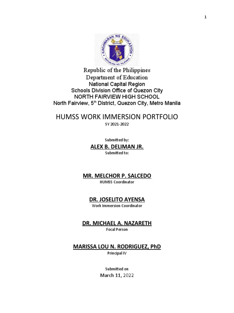 Alex Deliman - (Template) WI HUMSS Portfolio Template | PDF