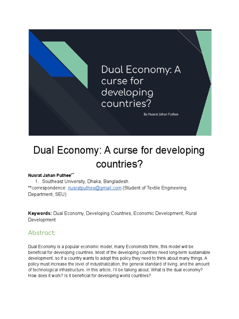 Dual Economy: A curse for developing countries | PDF | Economies ...