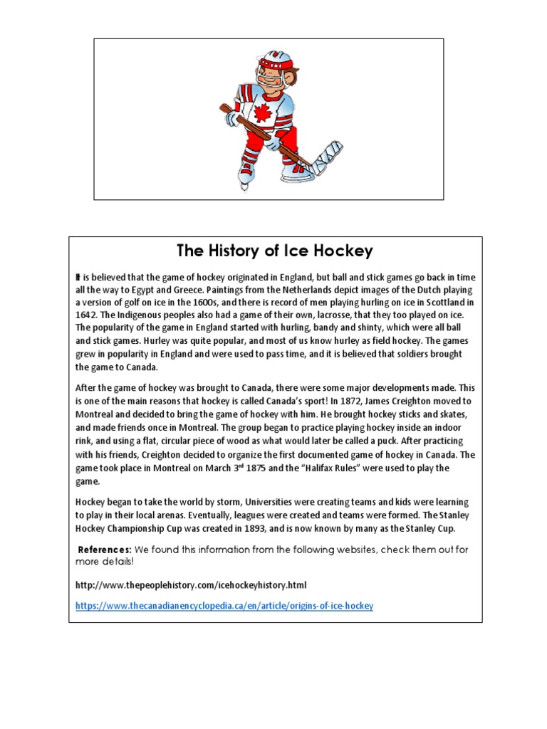 The History of Ice Hockey | PDF | Leisure | Team Sports