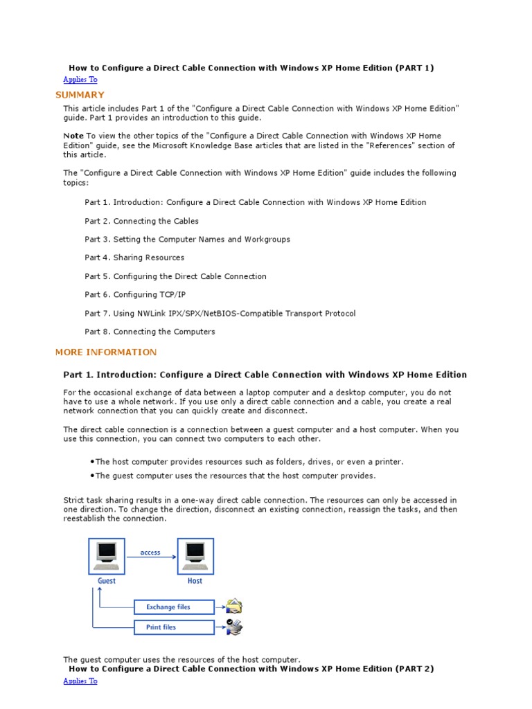 How To Configure A Direct Cable Connection With Windows XP Home Edition ...