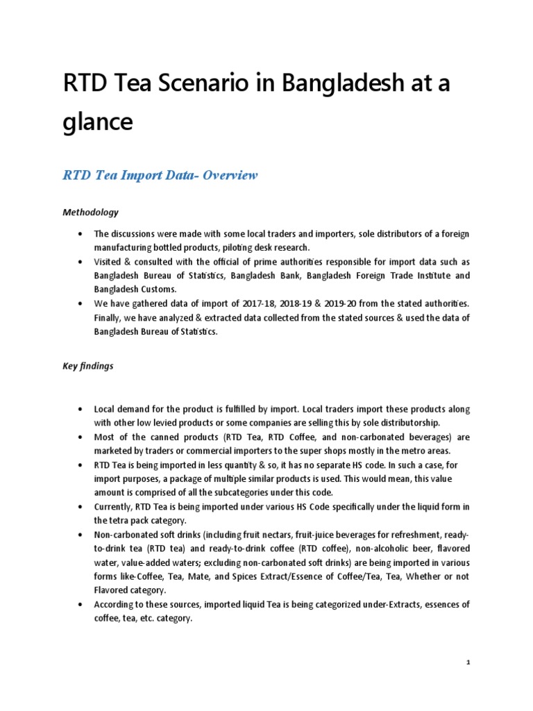 RTD Tea Import Analysis Bangladesh | PDF | Drink | Tea