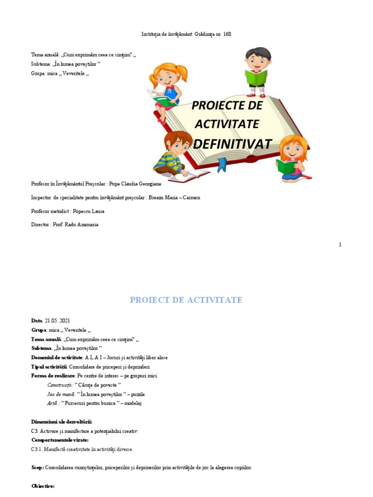 Proiecte Didactice | PDF