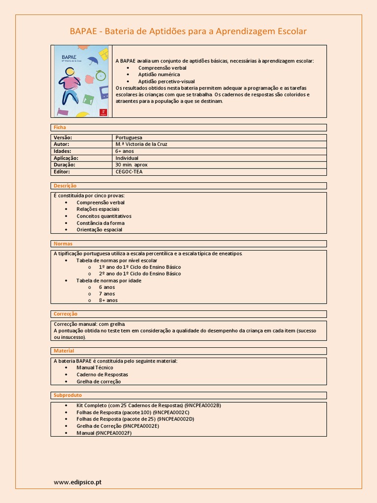 Document - Onl Bapae Bateria de Aptidoes para A Aprendizagem Orientacao ...