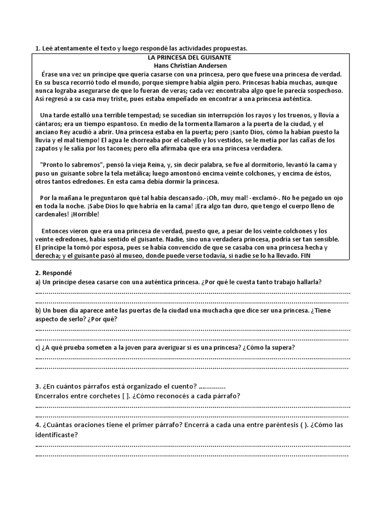 La Princesa y El Guisante | PDF