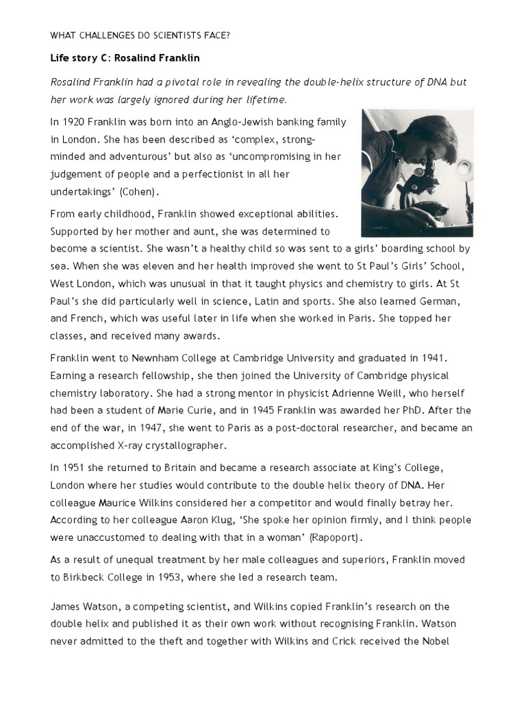 Scientists Life Story C Rosalind Franklin-2 | PDF | James Watson | Science