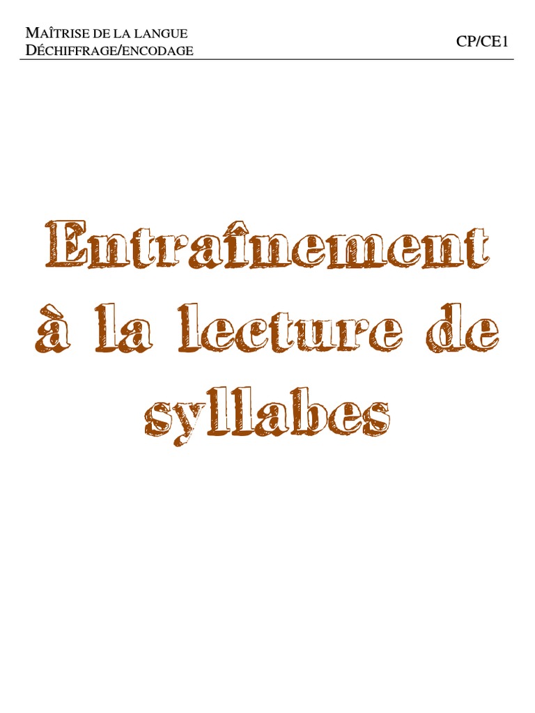 Je Sais Lire - Les Syllabes Simples (Fichier) | PDF