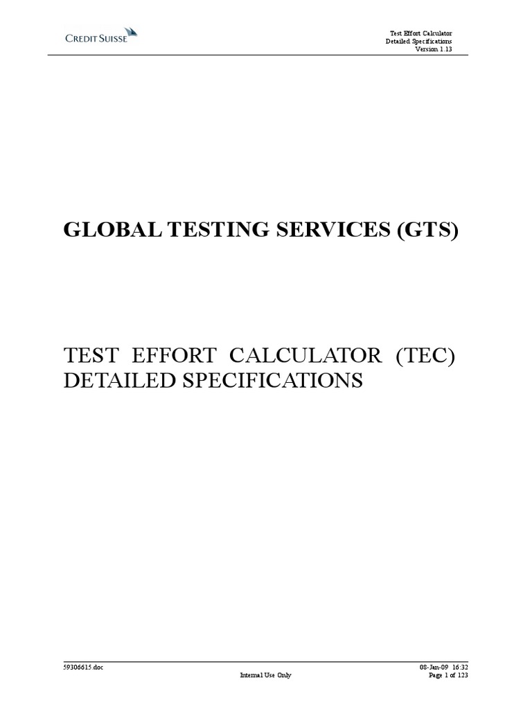Global Testing Services (GTS) : Test Effort Calculator (Tec) Detailed ...