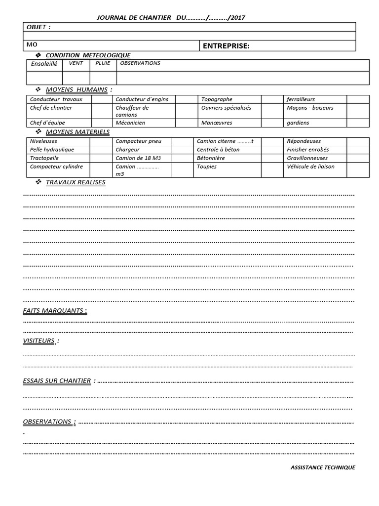 Rapport Journalier | PDF