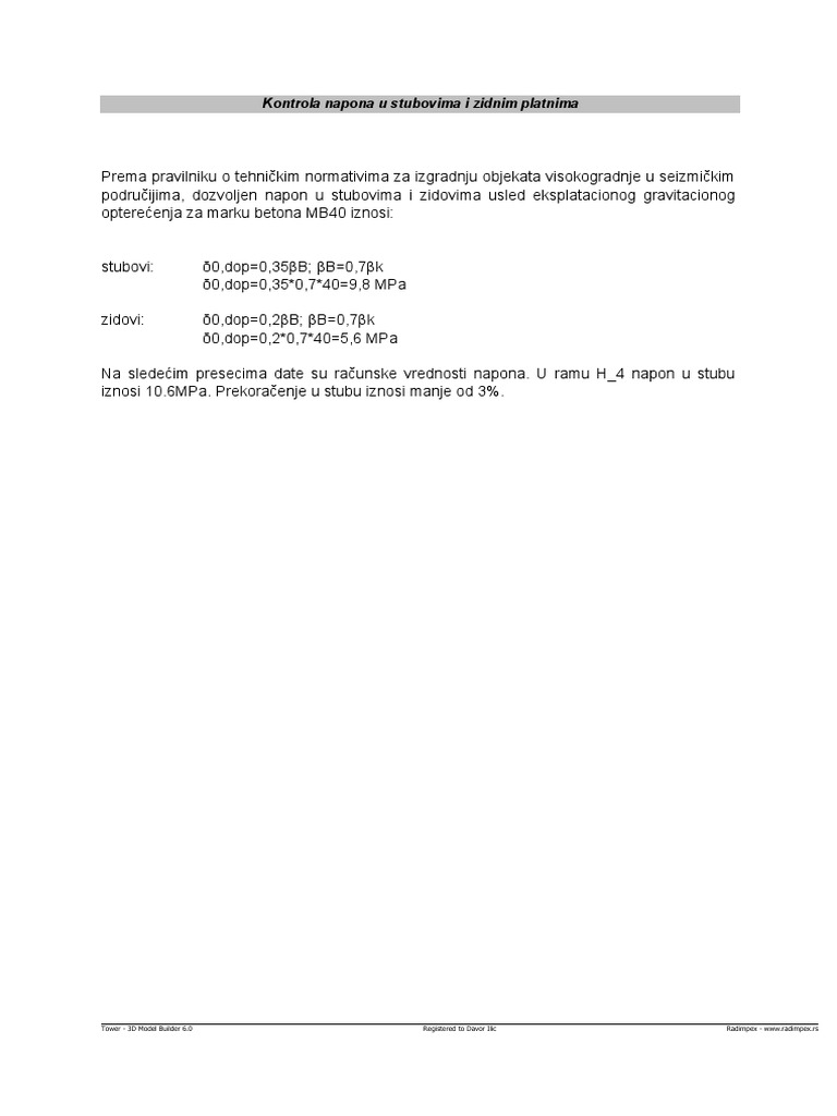 Kontrola Napona U Stubovima I Zidovima | PDF