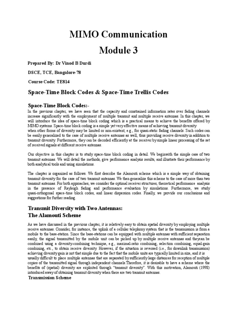 MIMO Module 3 Notes | PDF | Information And Communications Technology ...