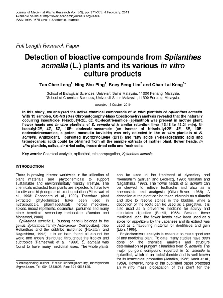 Detection Of Bioactive Compounds Gc Ms Download Free Pdf Gas