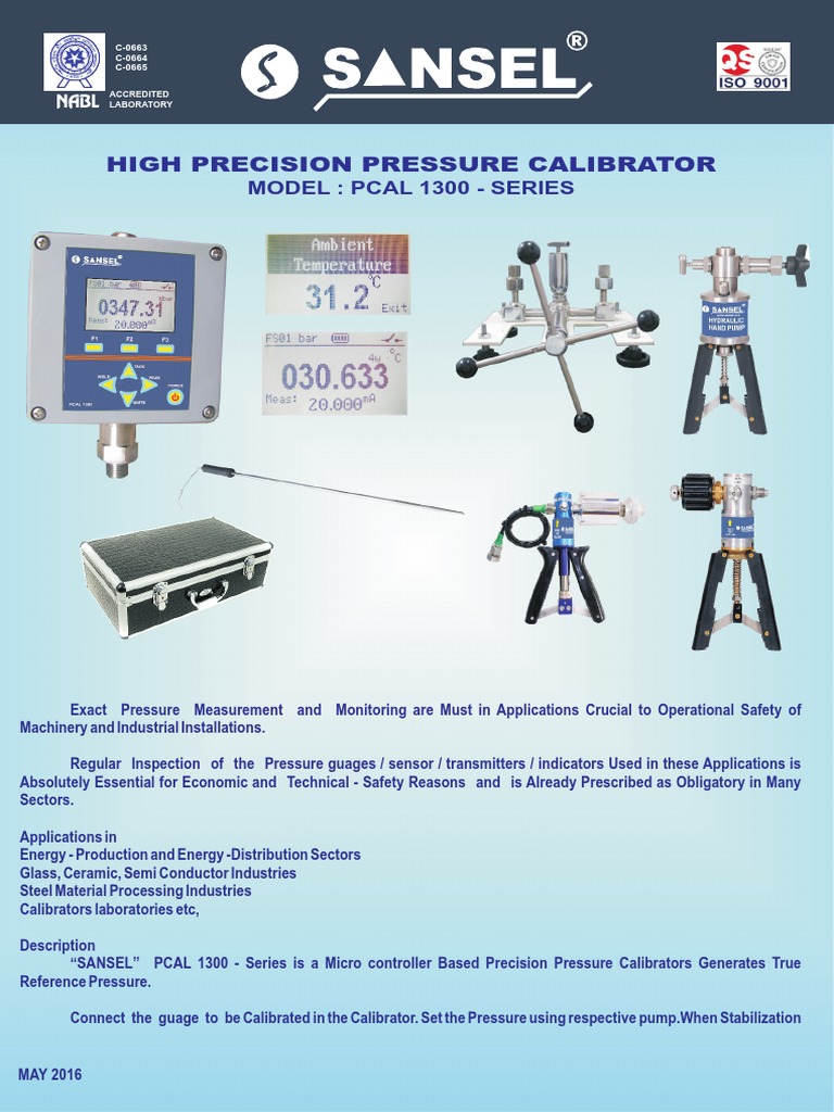 High Precision Pressure Calibrator: Model: Pcal 1300 - Series | PDF